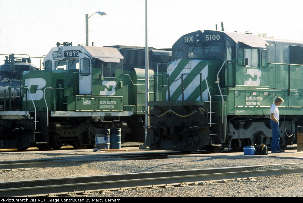 BN 5100 and 7873 at the Hobson Yard Westbound Fuel Rack